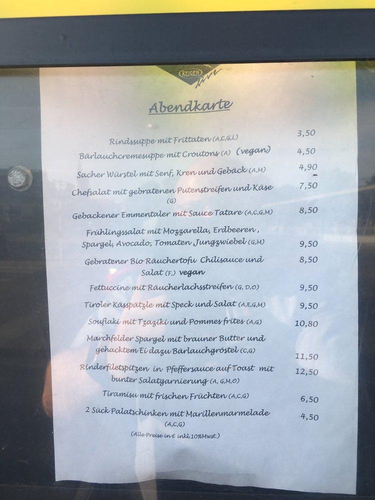 Menu at REIGEN LIVE pub & bar, Vienna