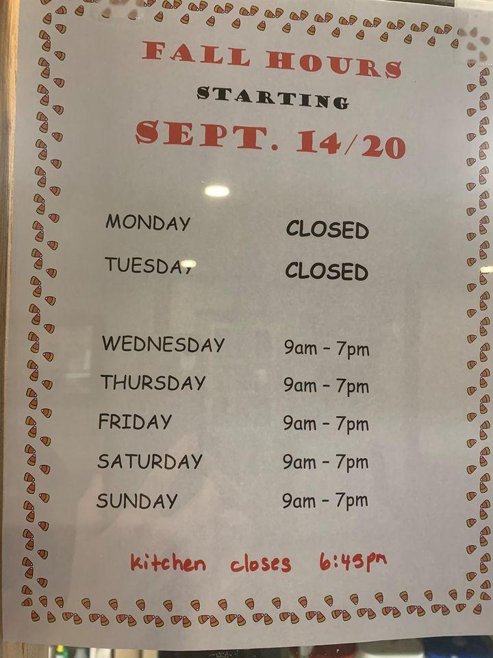 Menu at Tall Tales Cafe, Canada