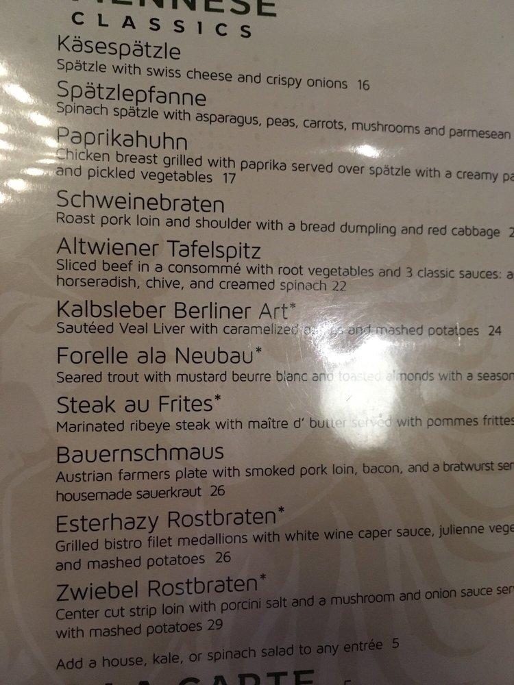 Menu at Grünauer pub & bar, Kansas City