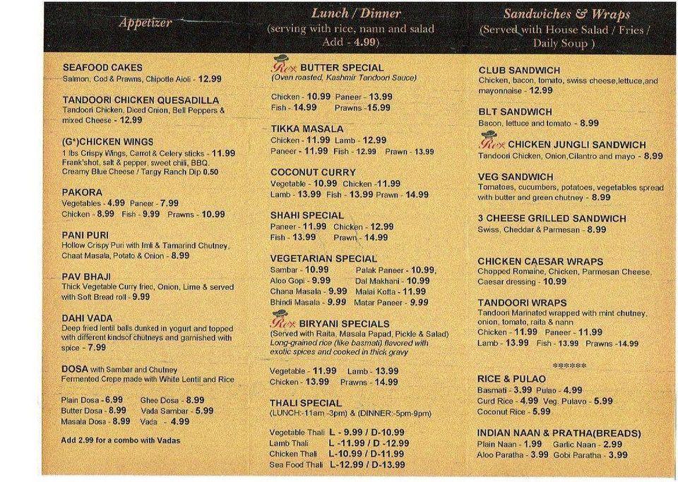 Menu at REX KITCHEN LTD restaurant, Maple Ridge