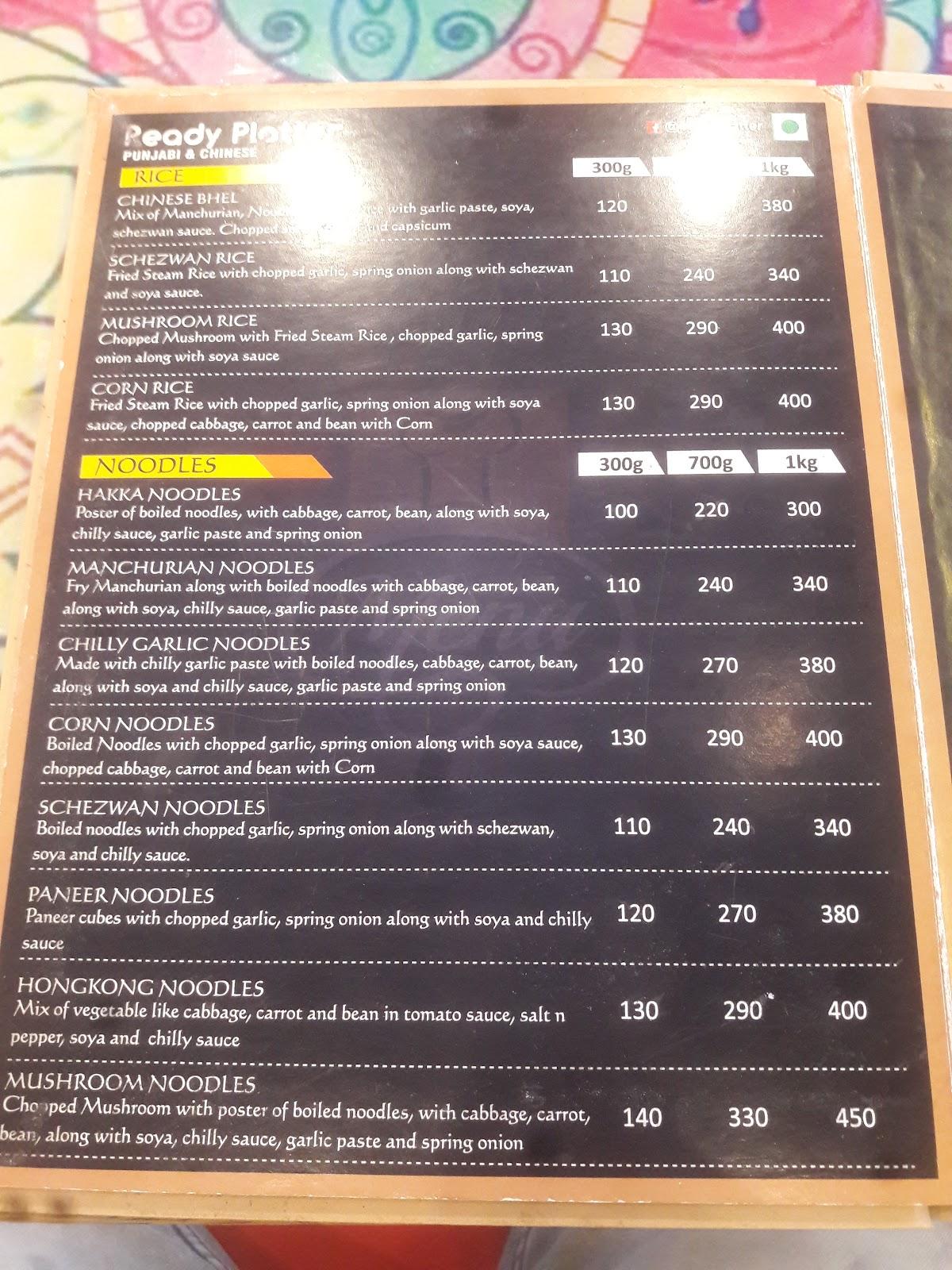 Menu at Ready Platter, Vadodara, GF DHANANJAY COMPLEX 4-A GAJANAN PARK ...
