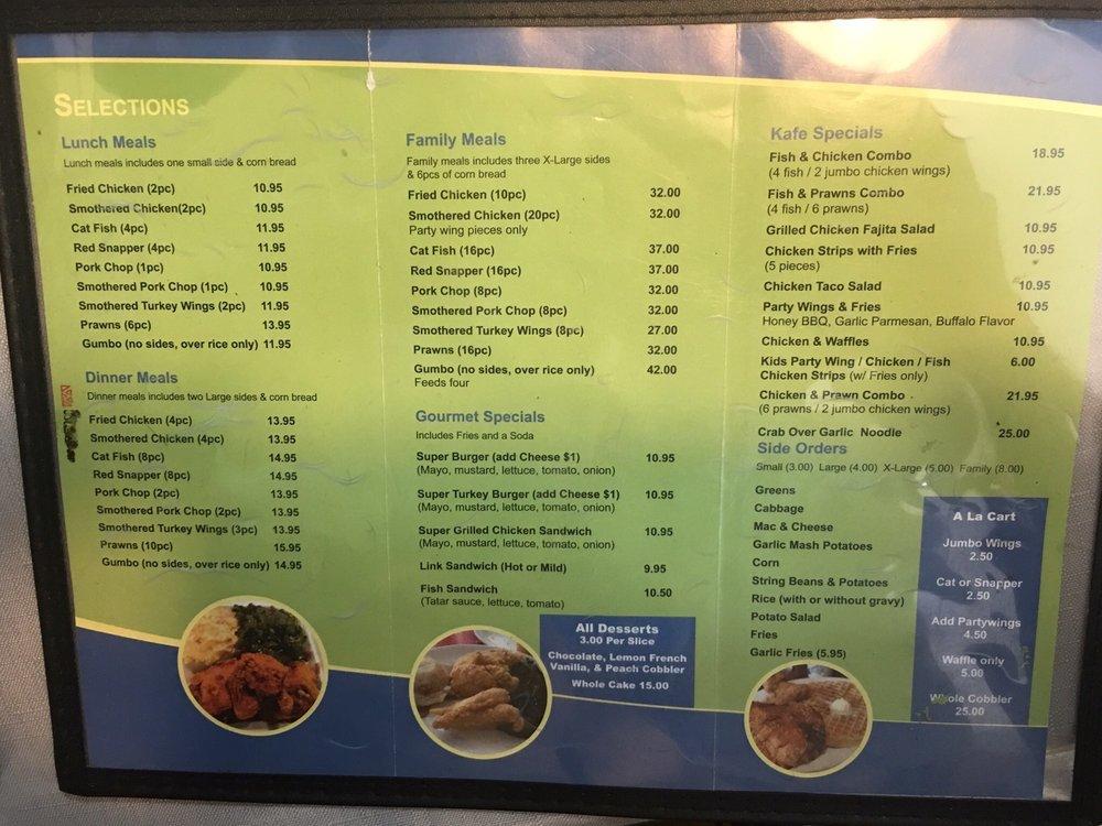 Menu at Sistas Soul Food Kafe restaurant, San Leandro