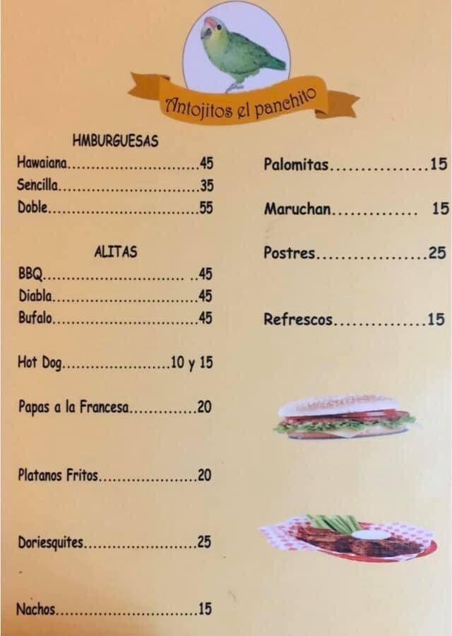 Carta del restaurante Antojitos el Panchito, Ciudad del México
