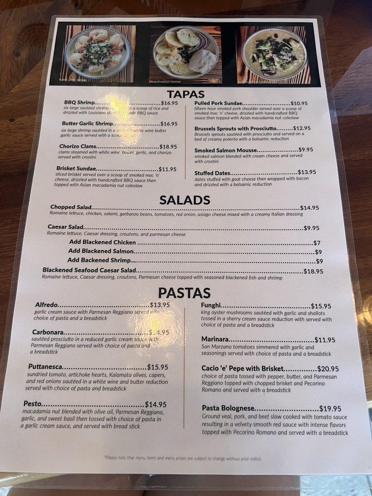 Carta del pub y bar Da Taste by Ohana Q, Kailua