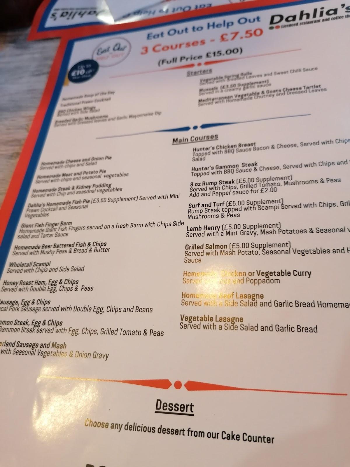 Menu at Dahlia's Kitchen • Licenced Restaurant & Coffee Shop, Blackpool