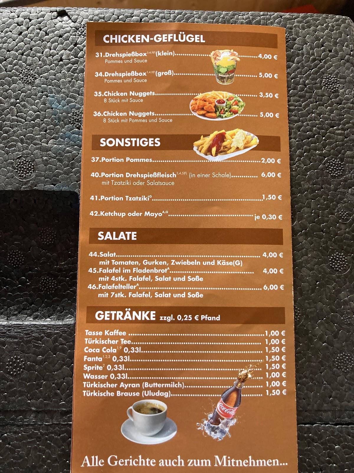Speisekarte von Imbiss Ferah Inh. C. Karabag pub & Bar, Hessisch Lichtenau