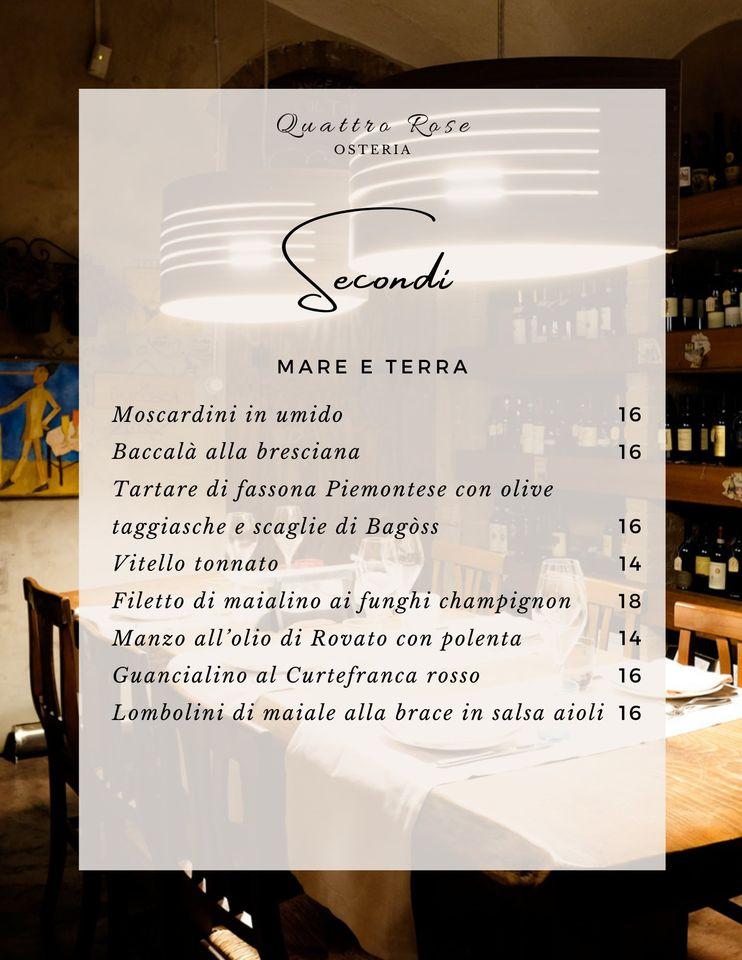 Menu da Osteria Quattro Rose ristorante, Rovato