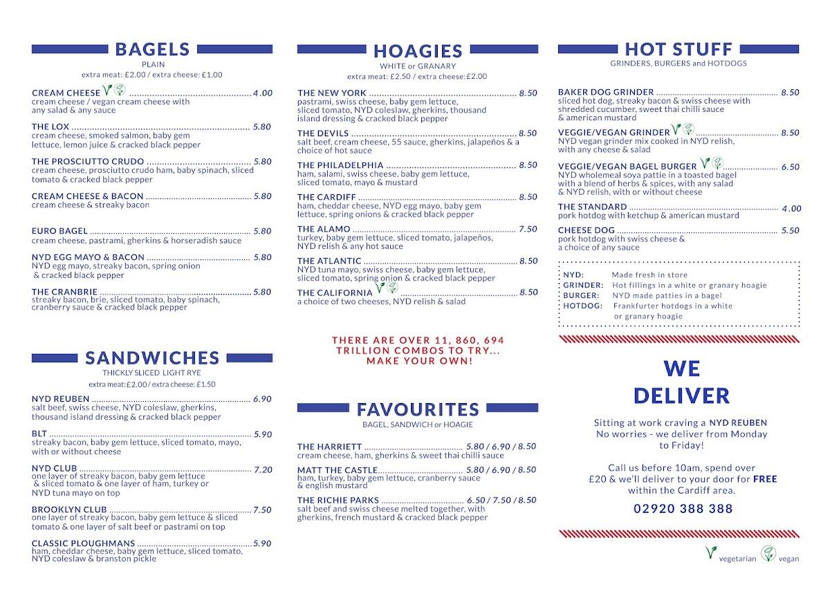 Menu at The New York Deli desserts, Cardiff