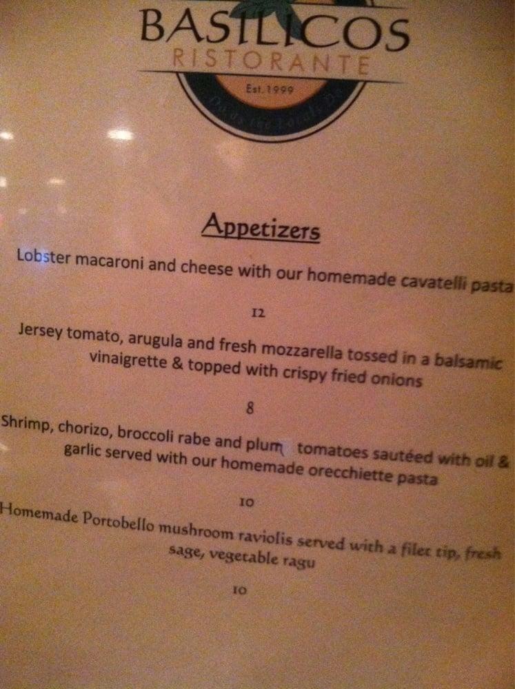 Menu at Basilicos Marketplace pizzeria, Sea Isle City