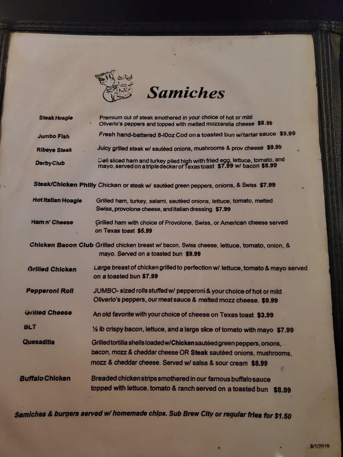 Menu at Derby Bar & Grill, Fairmont