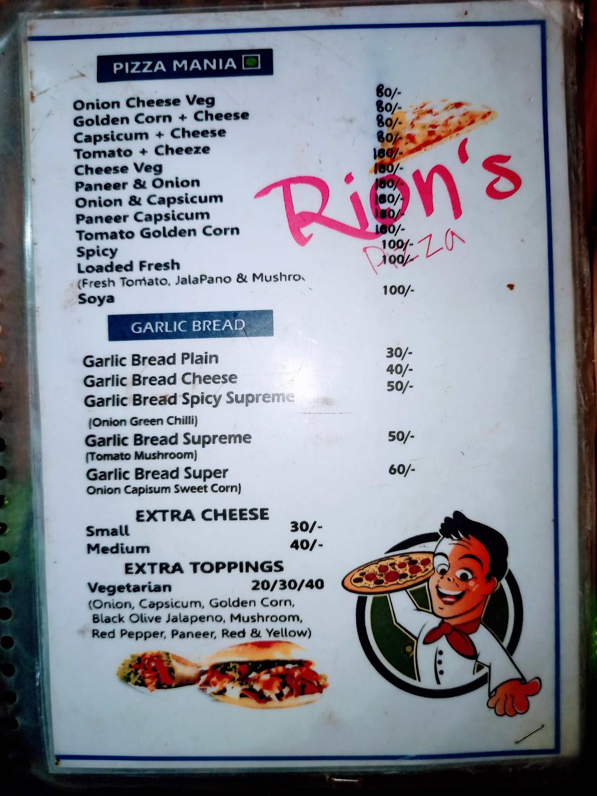 Menu at RION'S PIZZA & FAST FOOD, Anupshahar