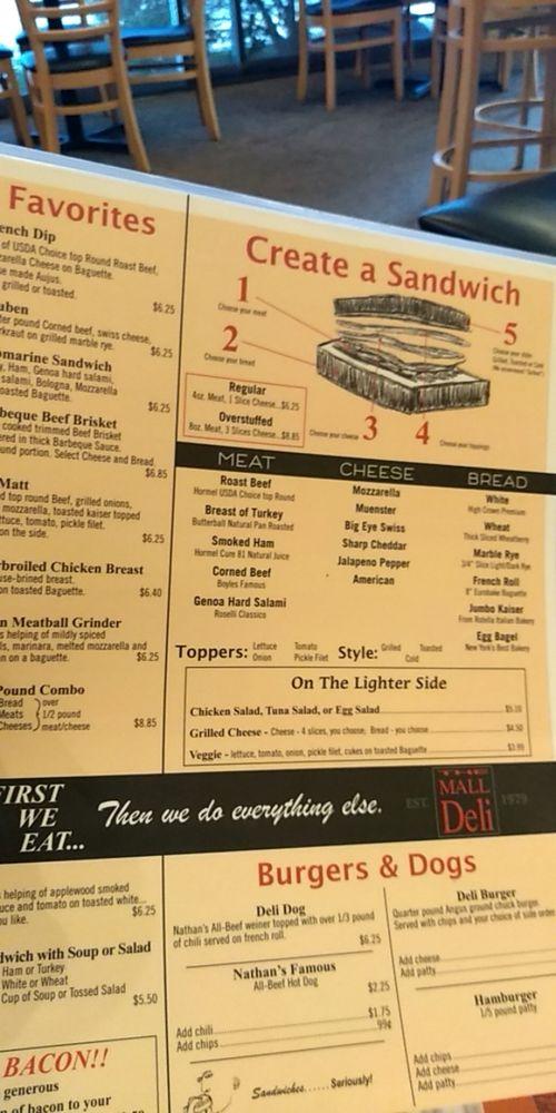 Menu at The Mall Deli restaurant, Pittsburg