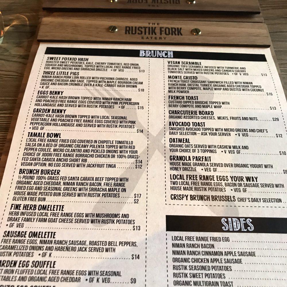 Menu at The Rustik Fork restaurant, Riverside