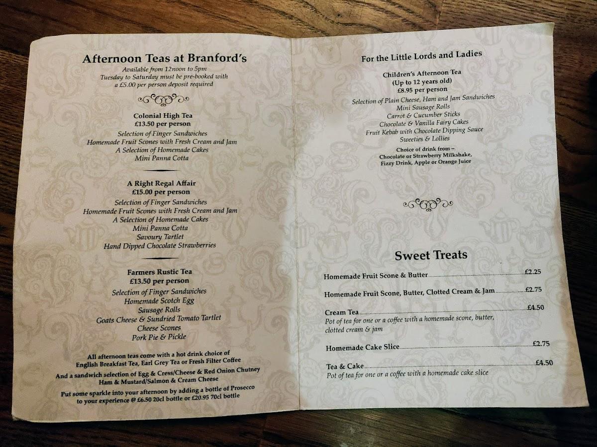 Menu at Branford's Restaurant & Bar, Great Yarmouth