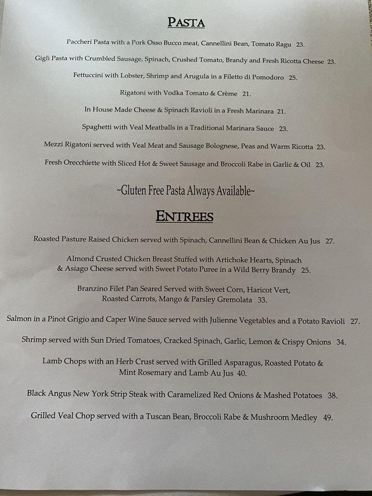 Menu at Cafe Testarossa, Syosset