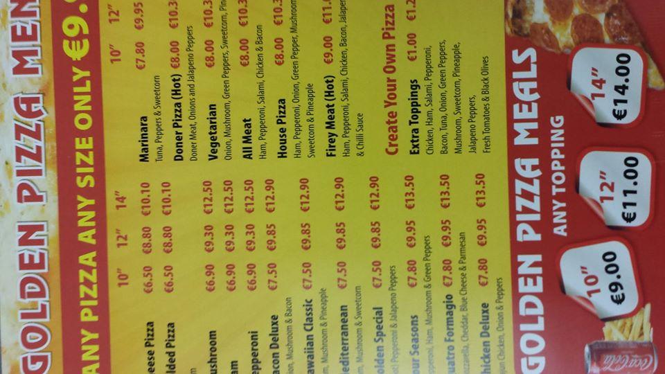 Menu at Golden Pizza fast food, Ennis