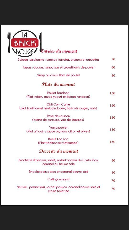 Menu au La Brick Rouge restaurant, Dinan