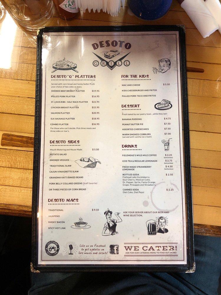 Menu at The Desoto Grill BBQ, Kalispell