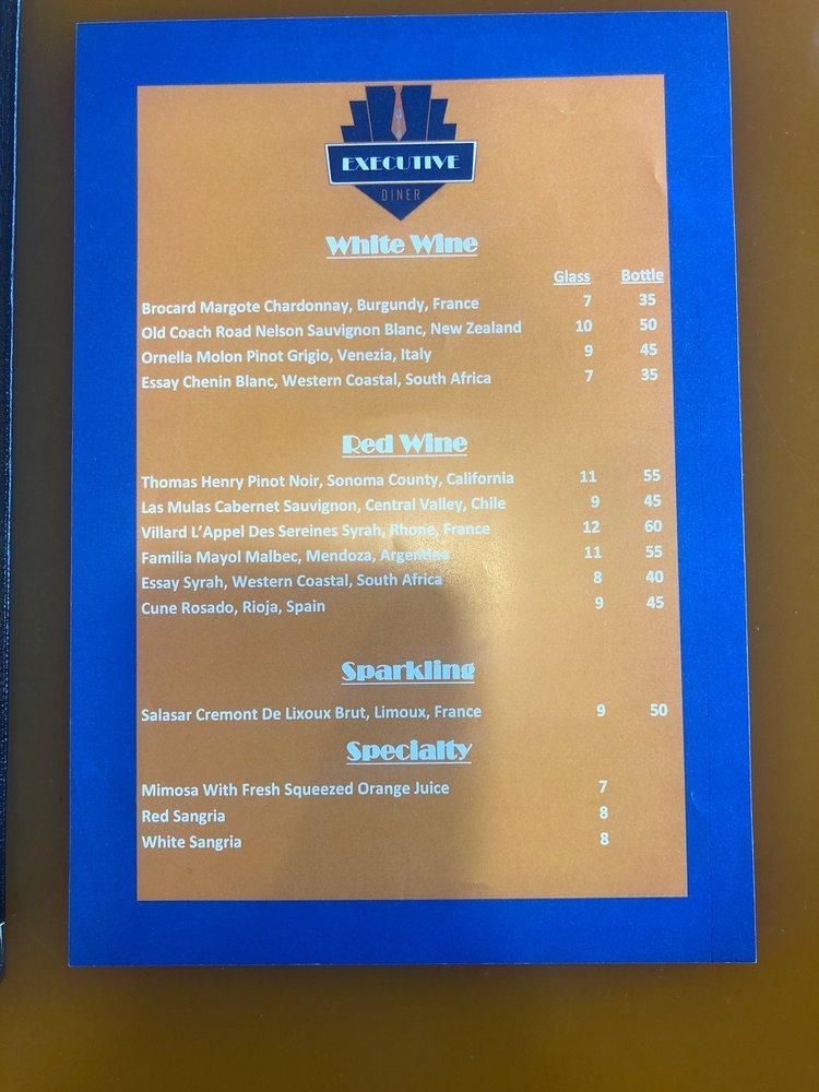 Menu at The Executive Diner restaurant, Alexandria
