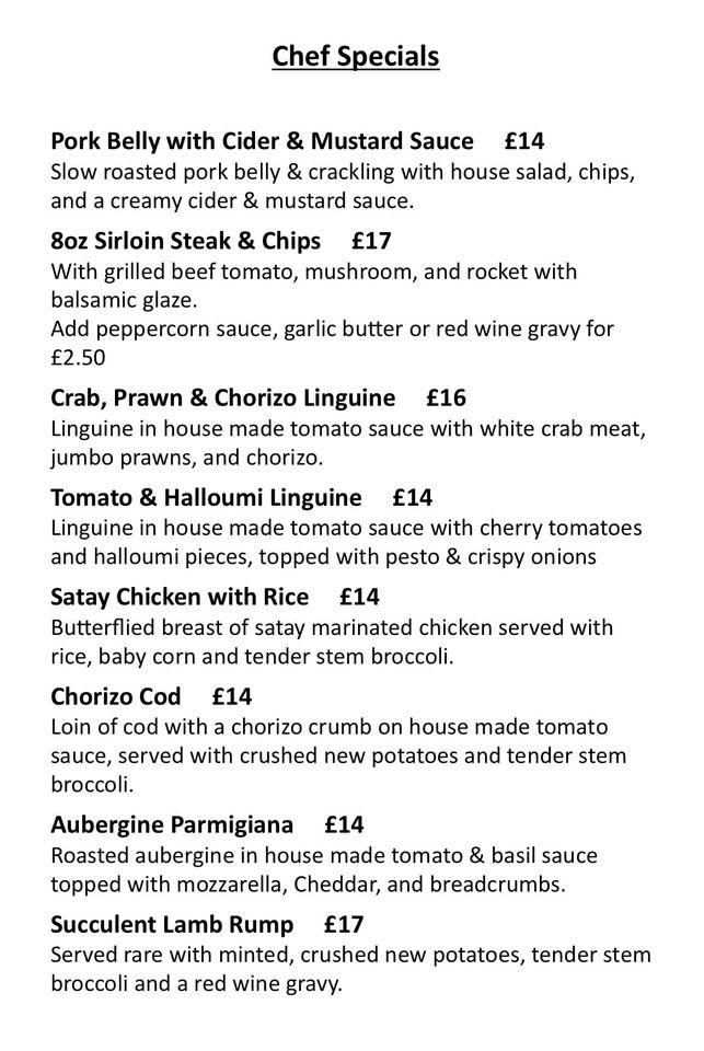 Menu at The Monument pub & bar, Whitstable