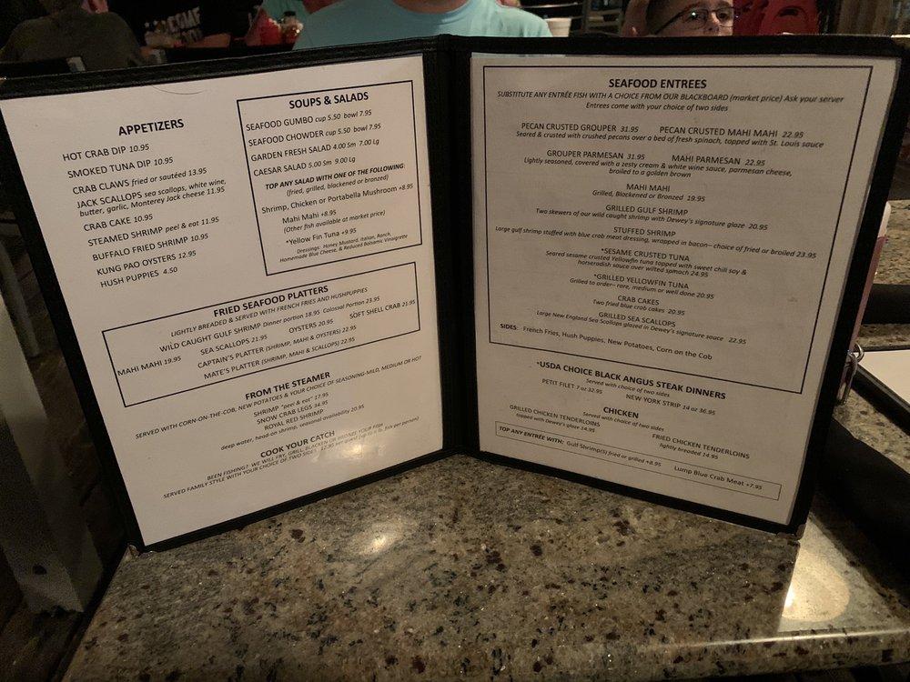 Menu at Dewey Destin's Harborside pub & bar, Destin