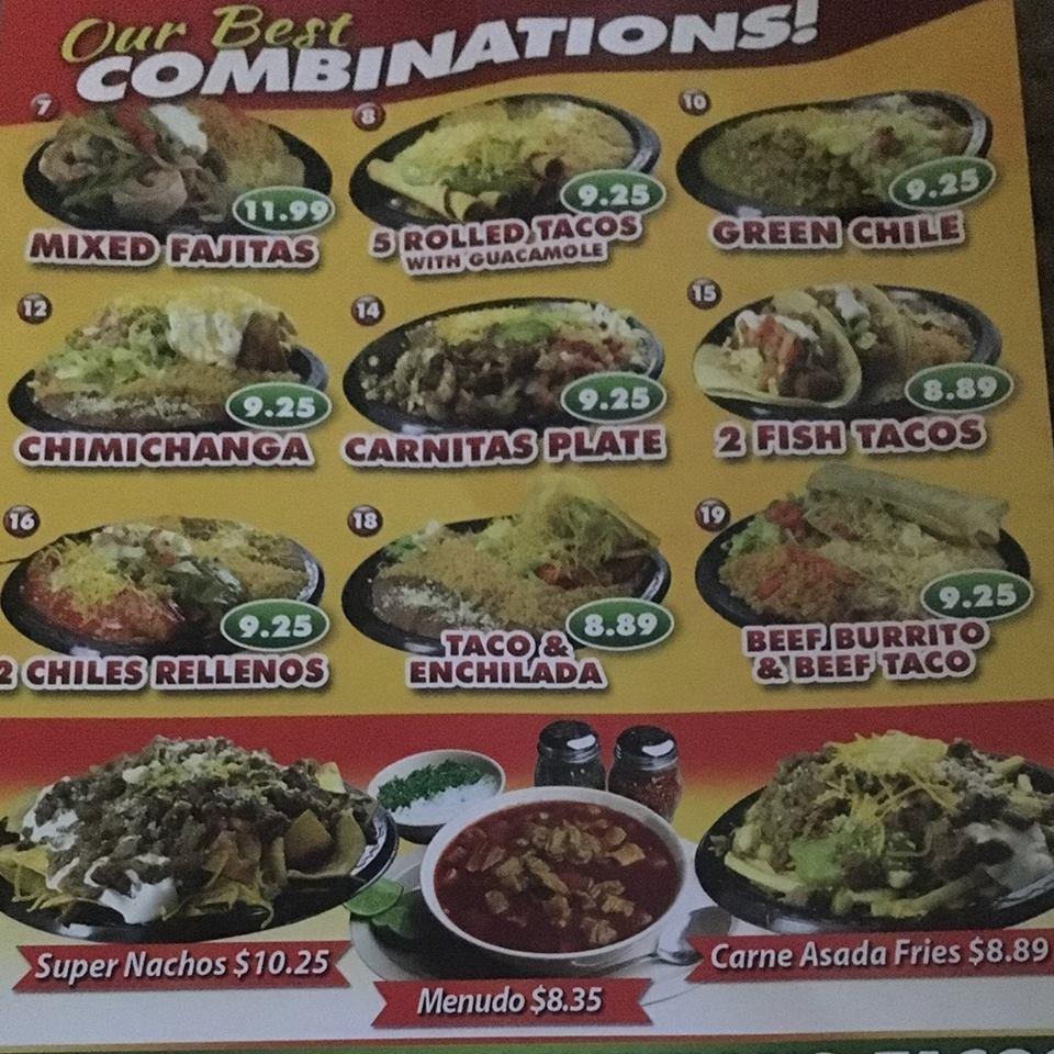 Menu at Francisco's Mexican Food restaurant, Maricopa