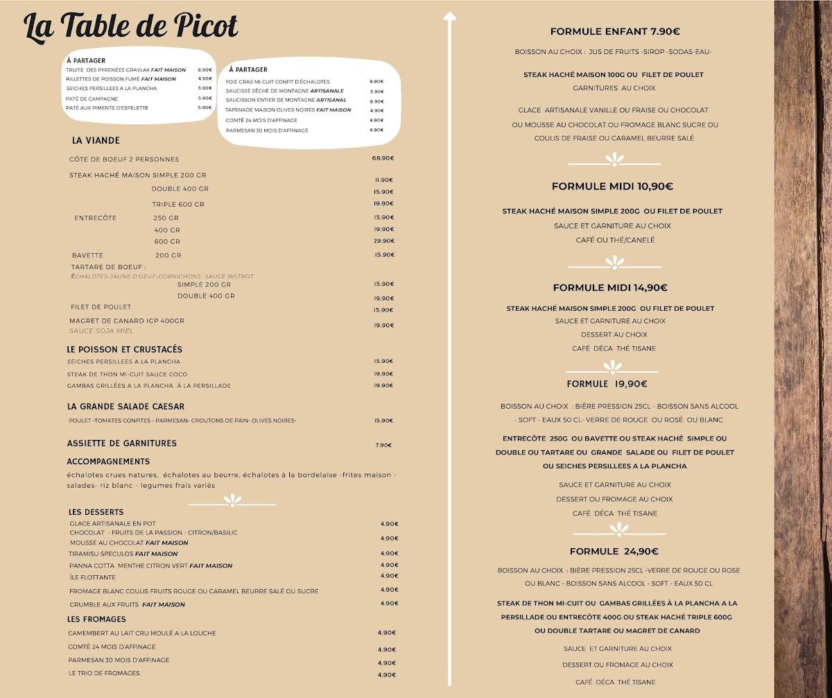 Menu au La Table De Picot restaurant, Saint-Médard-en-Jalles