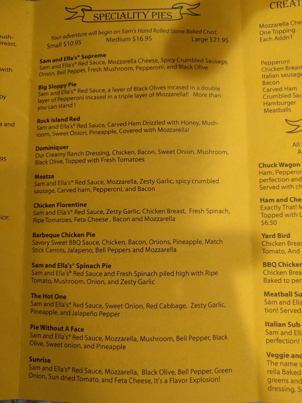 Menu at Sam & Ella's Chicken Palace pizzeria, Pryor, 124 E Graham Ave