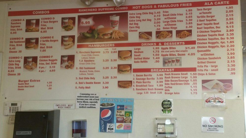 Carta del restaurante Bob's Burgers, Albuquerque, Menaul Blvd NE