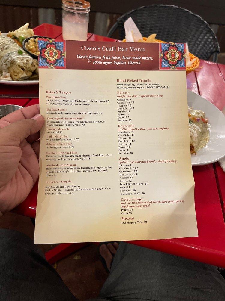Menu at Cisco's Salsa Company pub & bar, Tomball