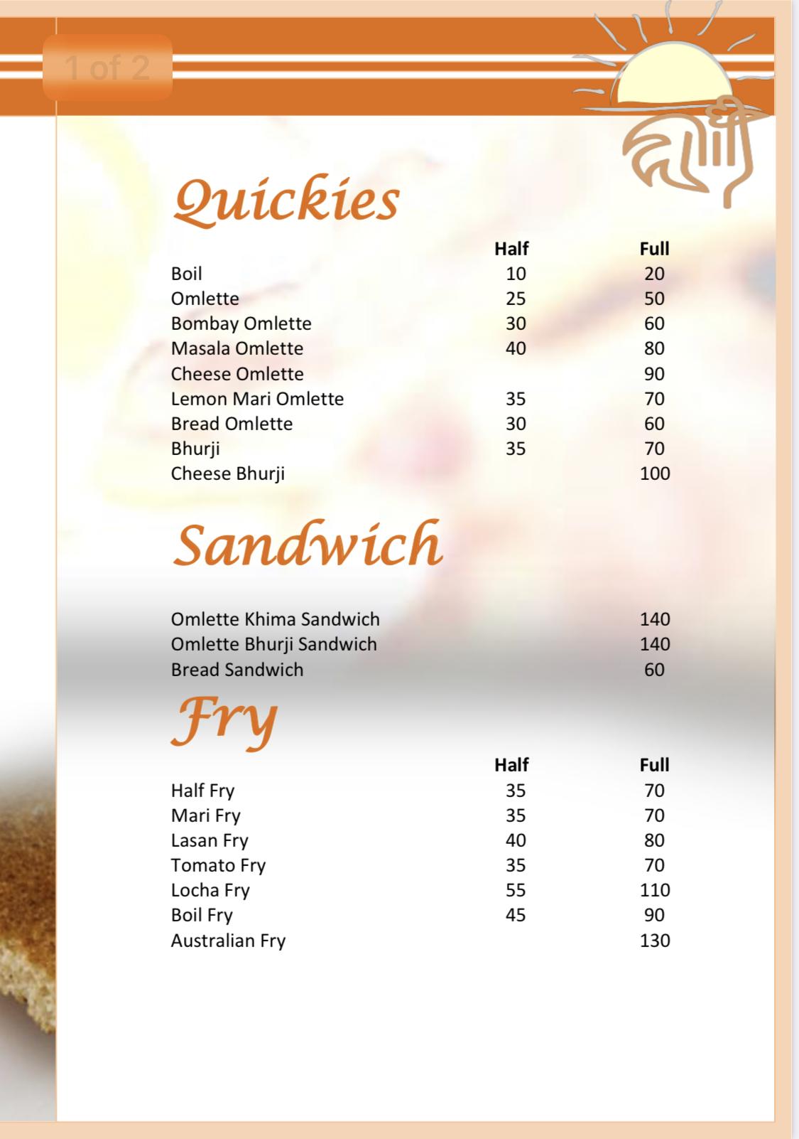 Menu at GK Egg Zone, Navsari