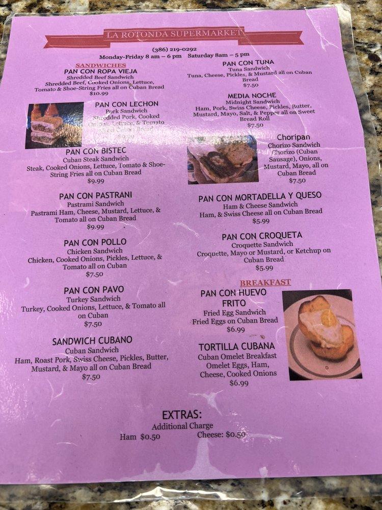 Menu at La Rotonda Supermarket, Live Oak