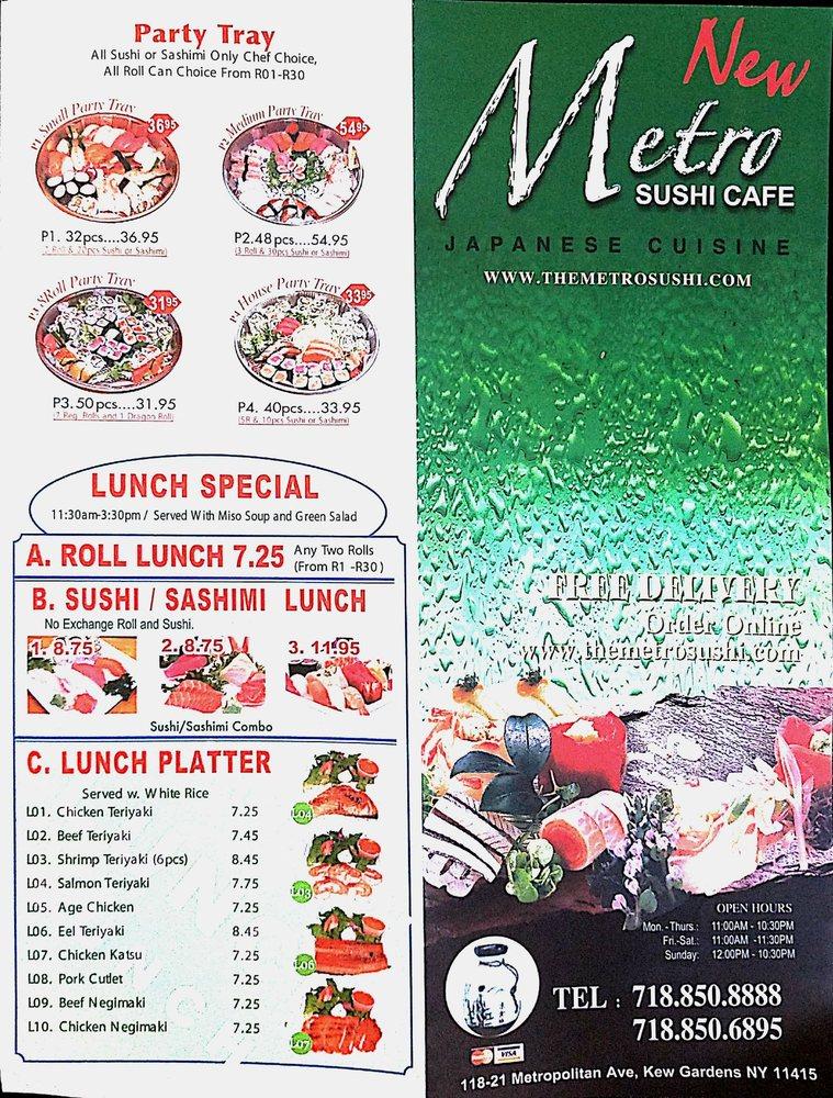 Menu at New Metro Sushi Cafe, New York City, 118-21 Metropolitan Ave