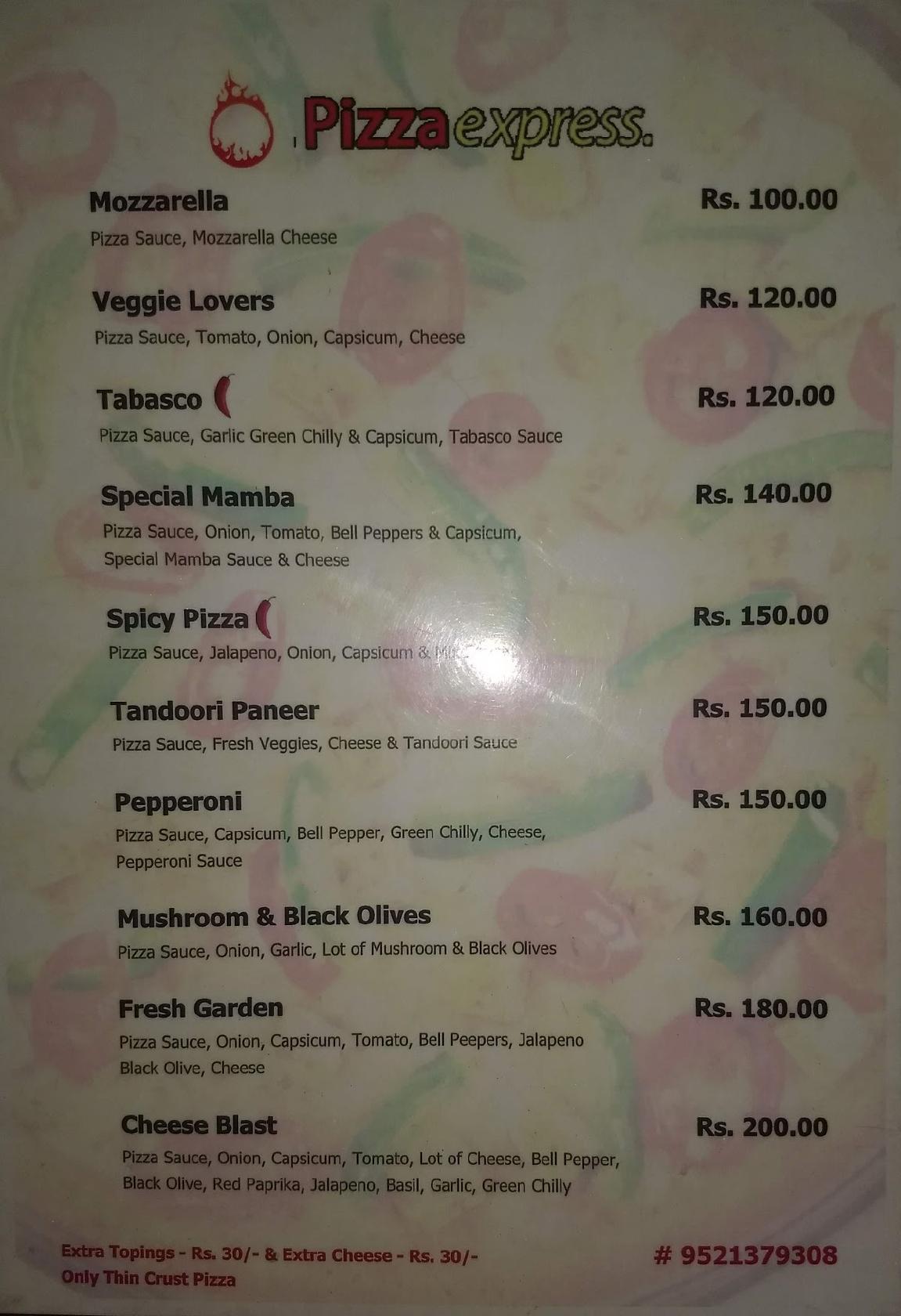 Menu at PIZZA EXPRESS, Udaipur