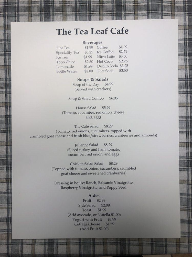 Menu at The Tea Leaf Cafe, Hurst