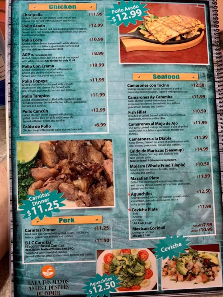 Menu at Ay Caramba Mexican Grill & Bar, Asheville, 328 New Leicester ...