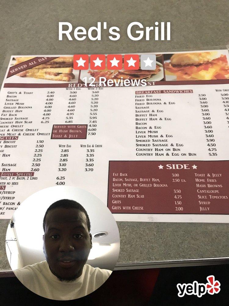 Menu at Red's Grill restaurant, Rock Hill