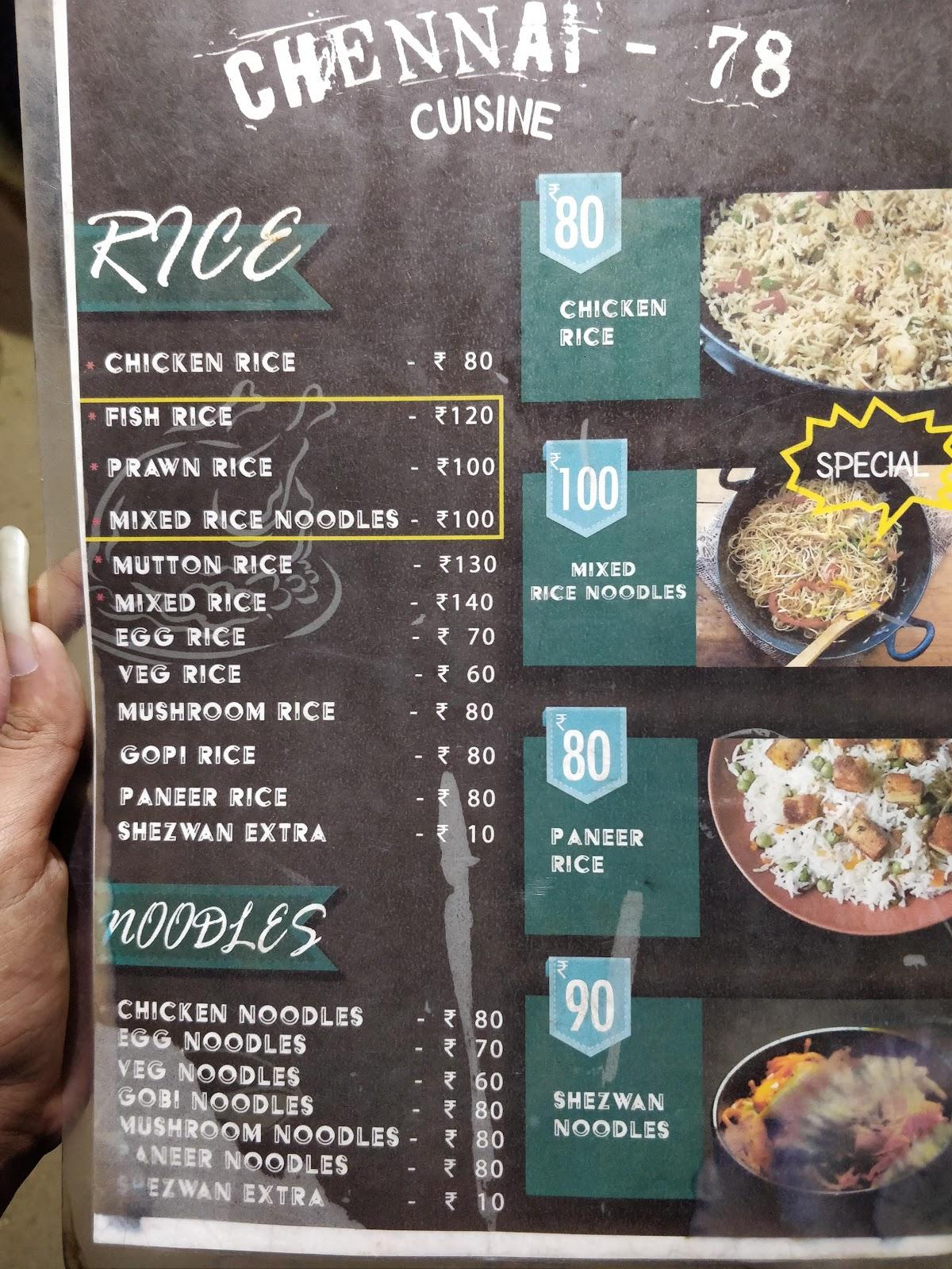 Menu at Chennai 100 restaurant, Chennai