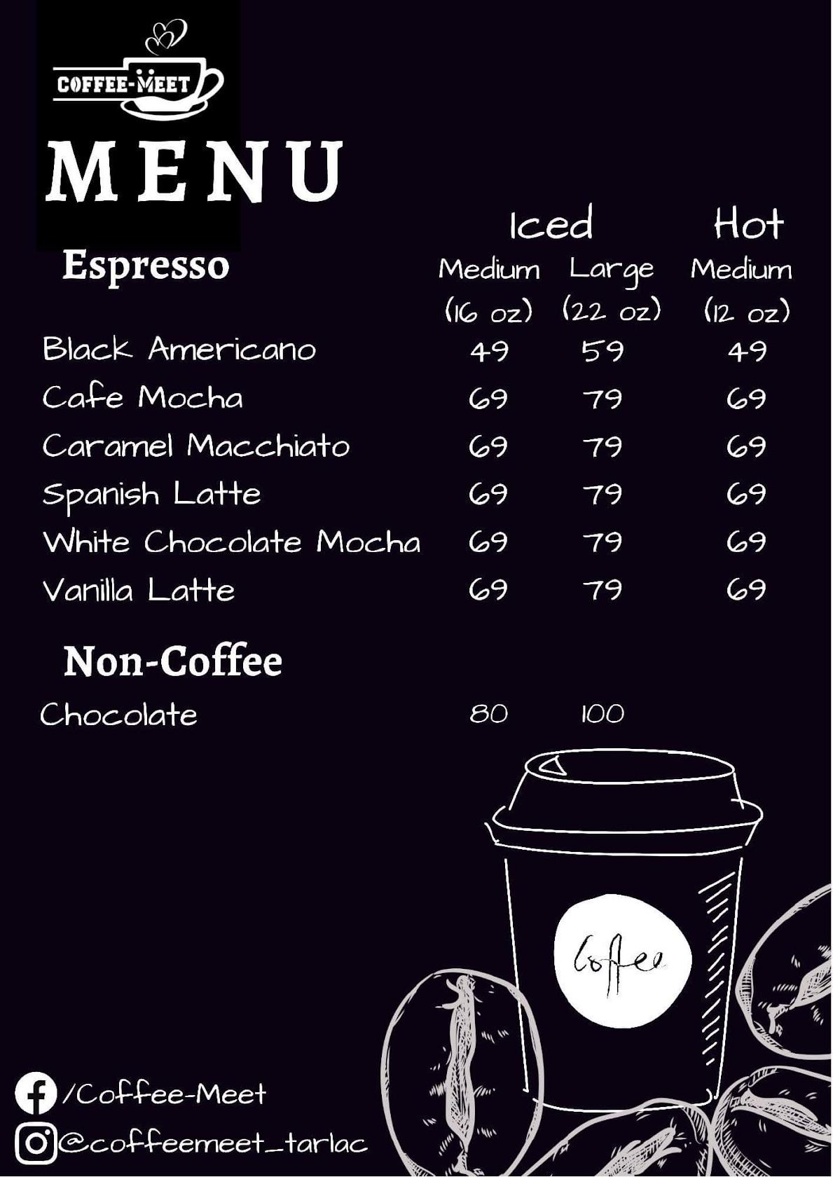 Menu at Coffee-Meet, Tarlac City