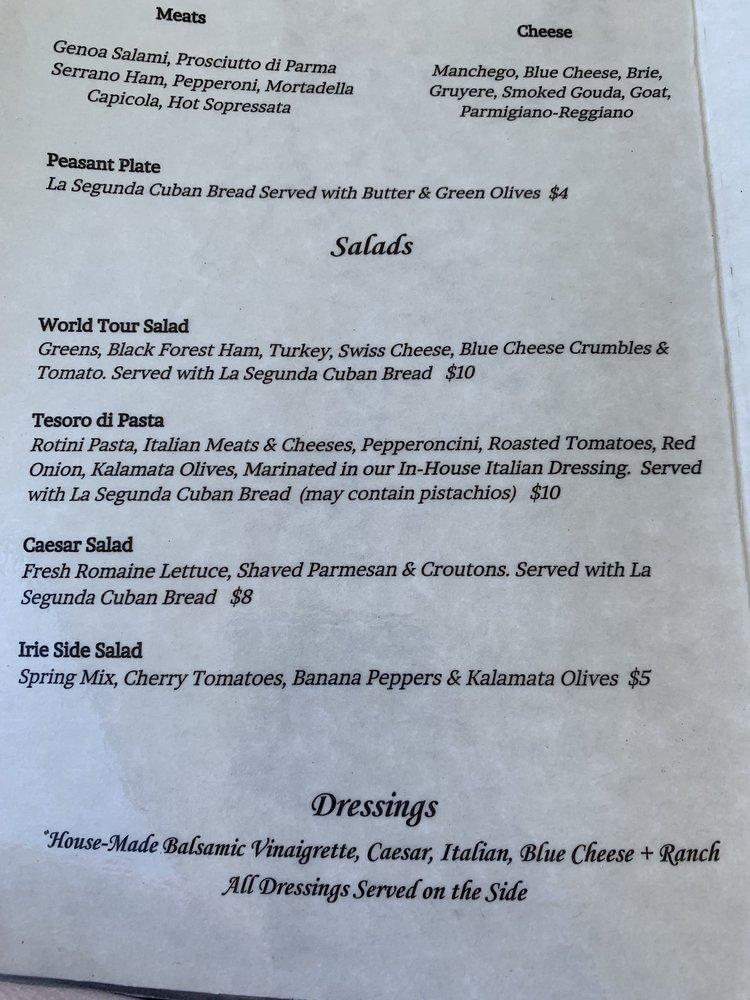 Menu at HopScotch Cafe, Dunedin