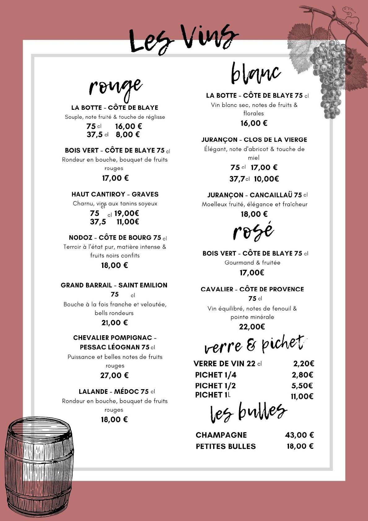 Menu au Le Relais de L'Estuaire pub et bar, Étauliers