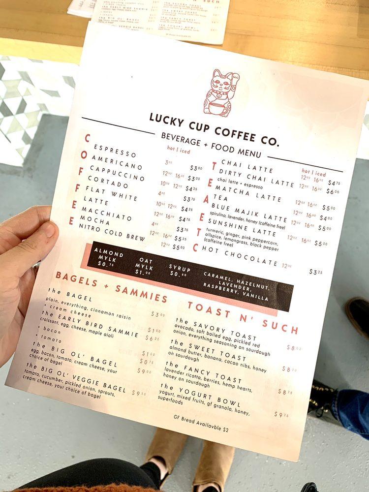 Carta de Lucky Cup Coffee, Safety Harbor