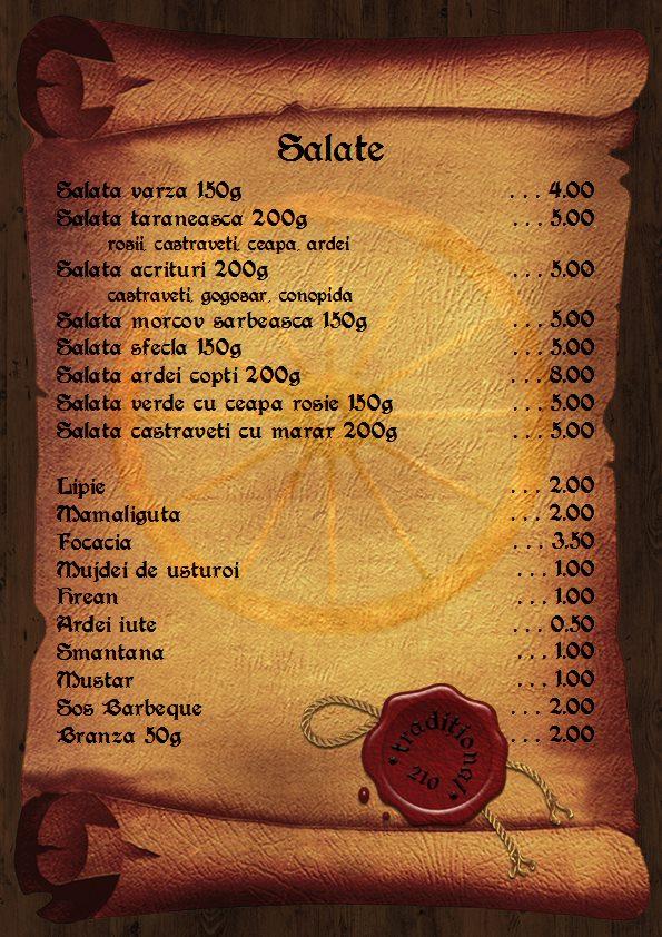 Menu at Restaurant Tradițional 210, Craiova