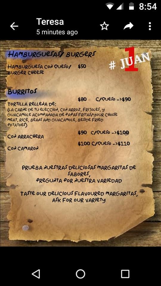 Menu at Ricky's # Juan pub & bar, La Crucecita