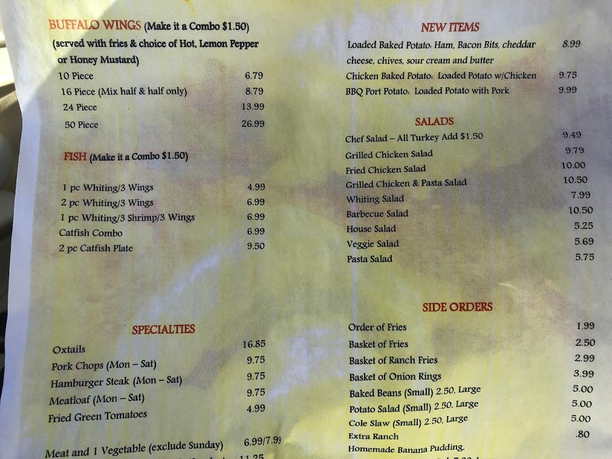 Menu at Top That Grille II restaurant, Birmingham, Bessemer Rd