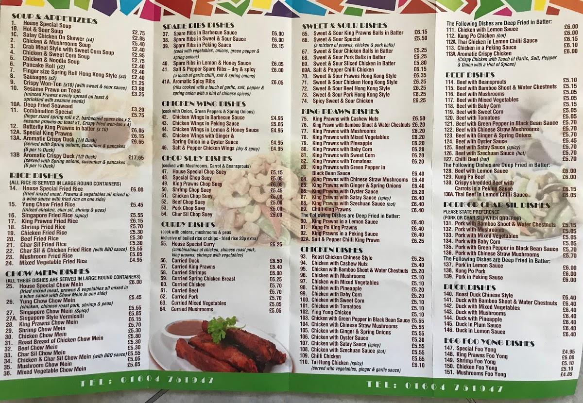 Menu at Wah Kee fast food, Northampton