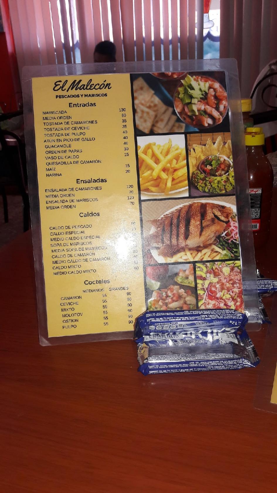 Menu at El Malecón restaurant, Monclova