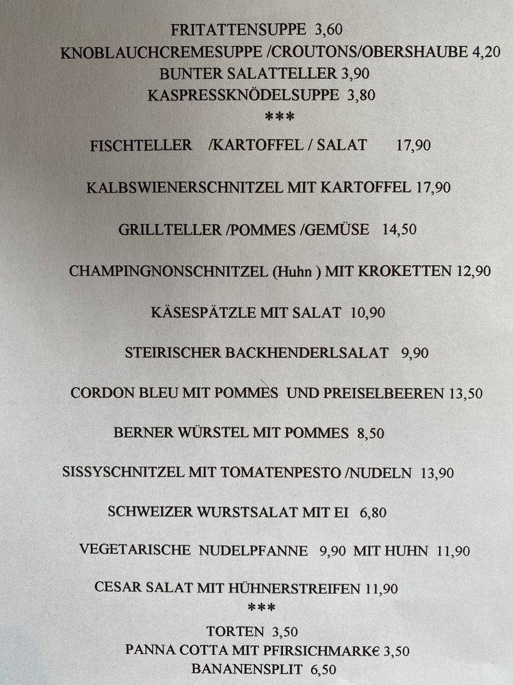 Speisekarte von Kaiserin Elisabeth, Klaus an der Pyhrnbahn