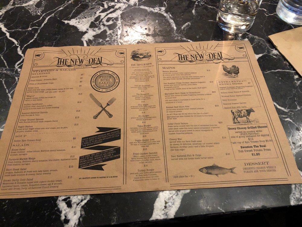 Menu at The New Deal Restaurant and Wine Bar, Burbank