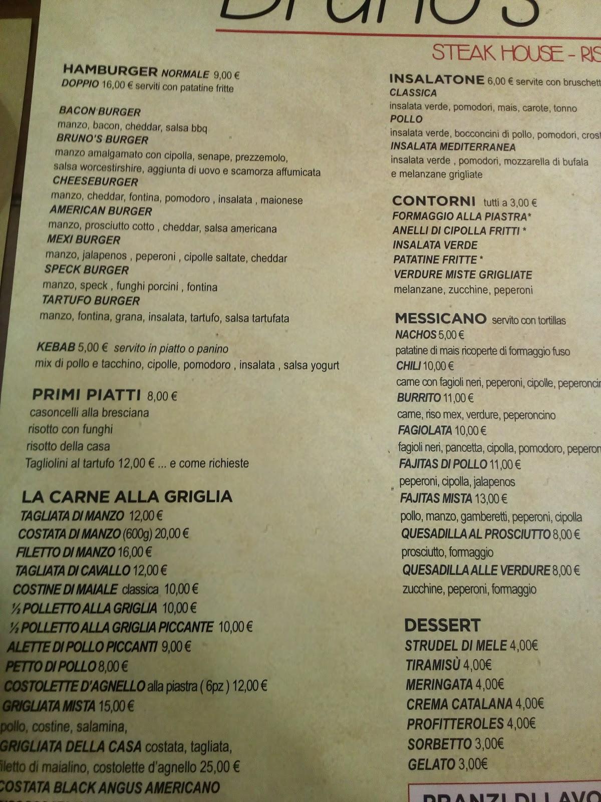 Menu da Bruno'S Restaurant - Mexi Steak House & Music, Adro